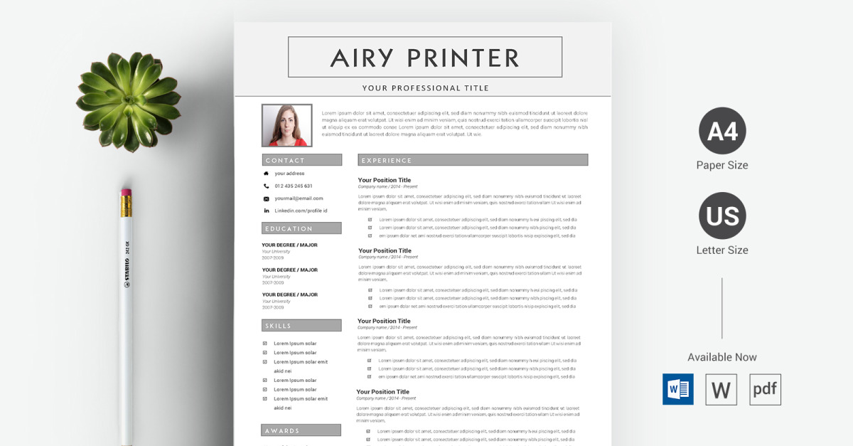 Airy Printer - Plantilla de currículum vitae