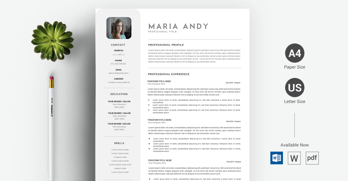 Maria Andy - CV Resume Template #124493 - TemplateMonster