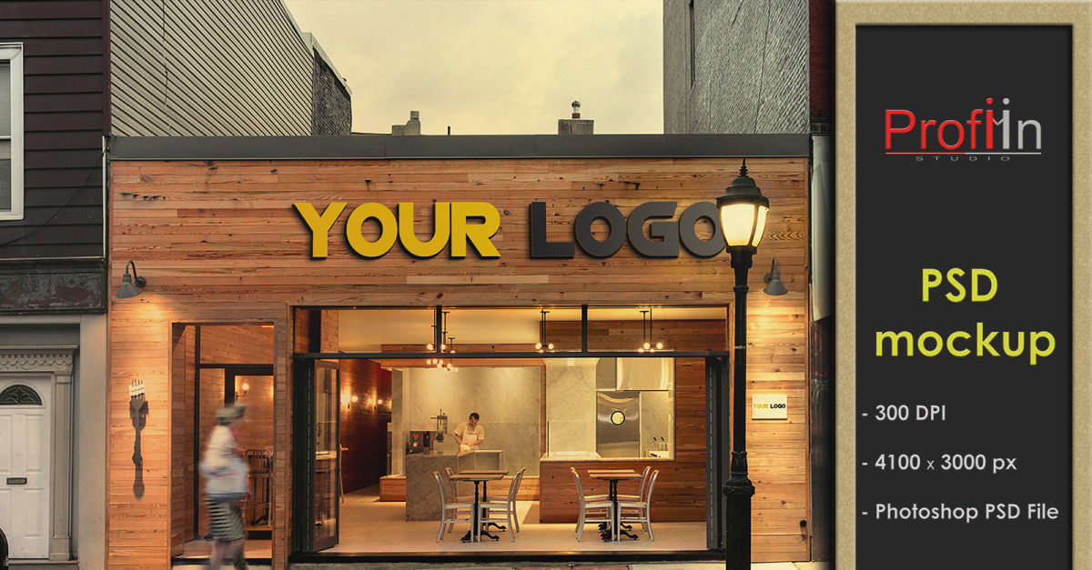 3D cafe sign product mockup #125045 - TemplateMonster