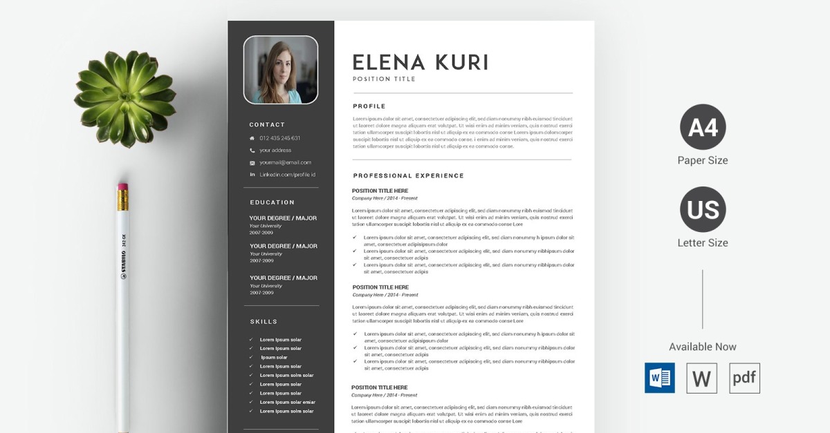 Elena Kuri - CV Resume Template #126210 - TemplateMonster