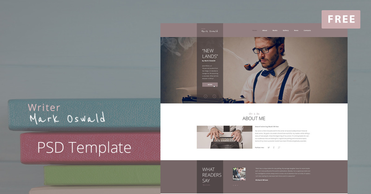 Mark Oswald - Writers Website Design Free PSD Template