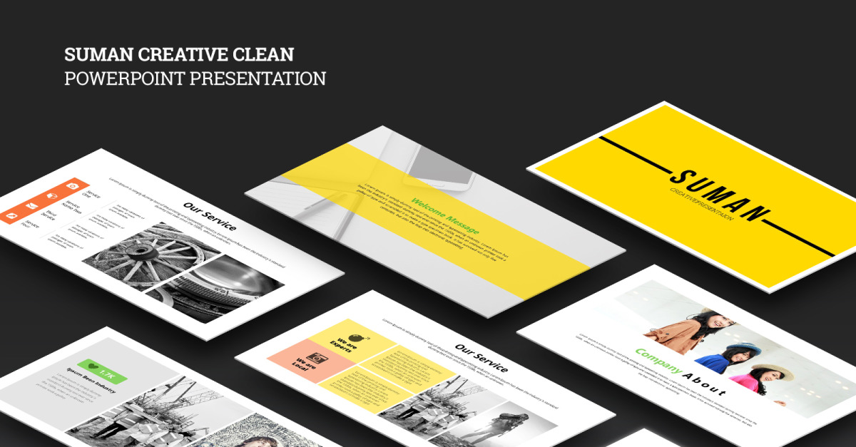 Plantilla de PowerPoint - presentación limpia creativa de Suman