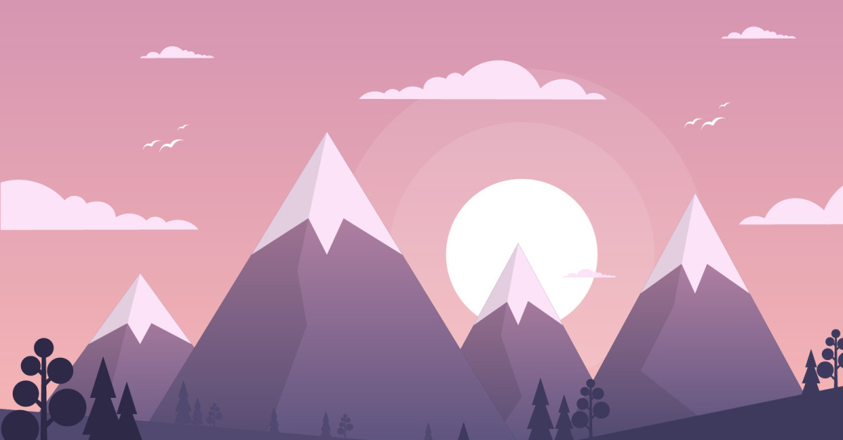 Simple Mountain Sunset - Illustration - TemplateMonster