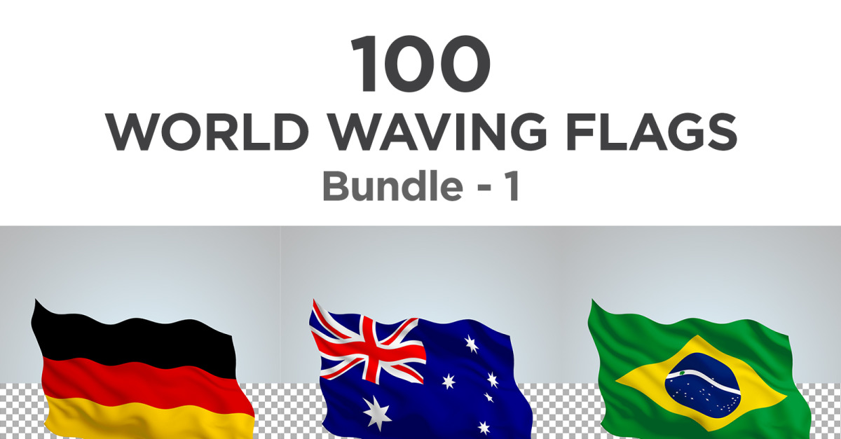 100 COUNTRIES WAVING FLAGS Bundle - Illustration