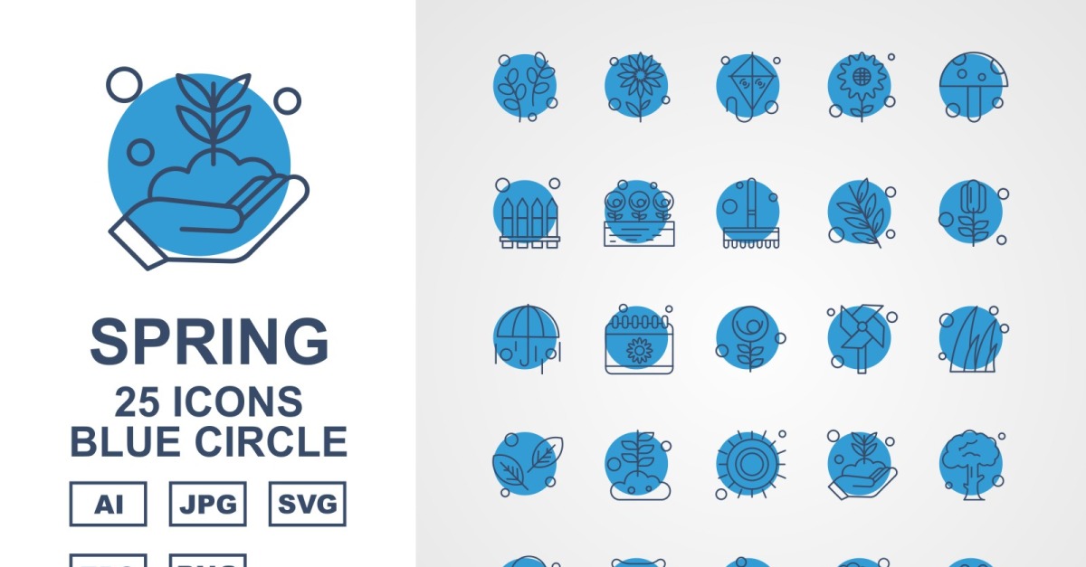 25 Conjunto de iconos de círculo azul UIUX premium