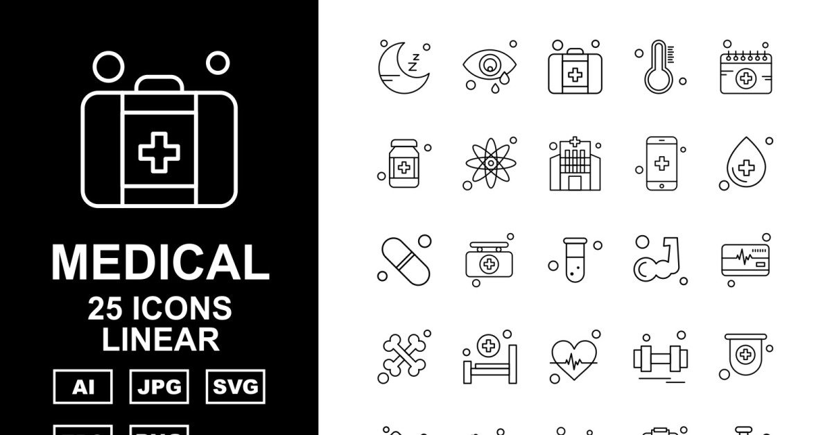 25 Premium Medical Linear Icon Set #136422 - TemplateMonster