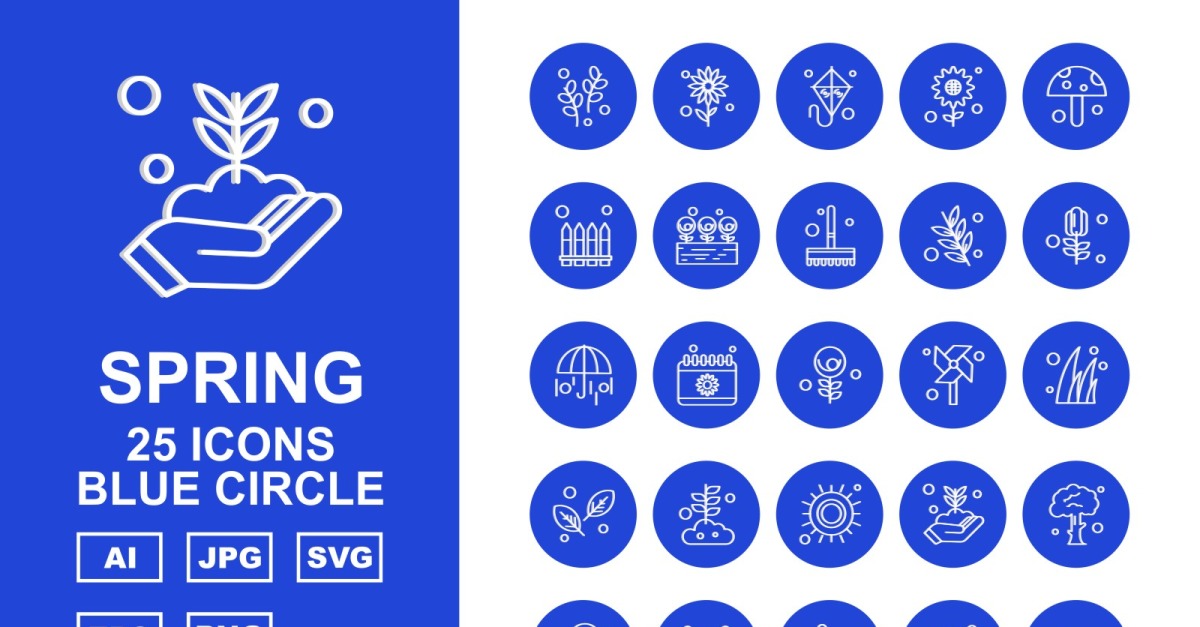 25 Premium UIUX Blue Circle Icon Set - TemplateMonster