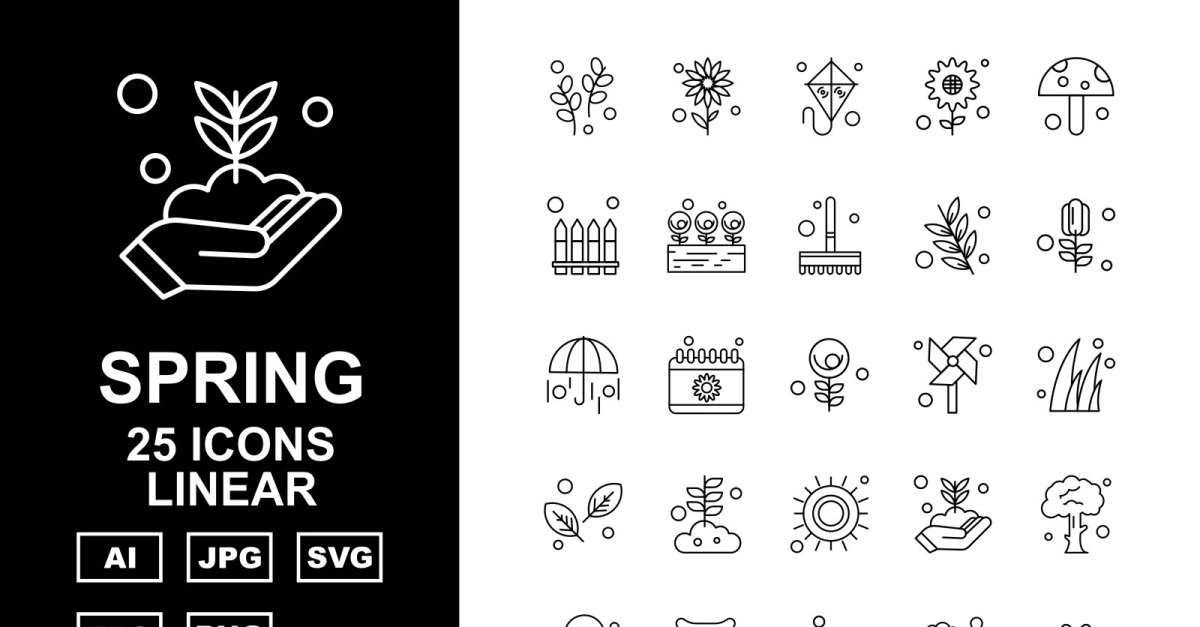 25 Premium Spring Linear Icon Set #136522 - TemplateMonster