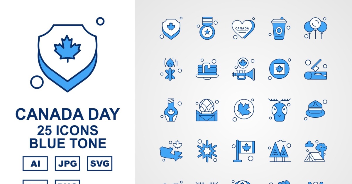 25 Premium Canada day Blue Tone Icon Set - TemplateMonster
