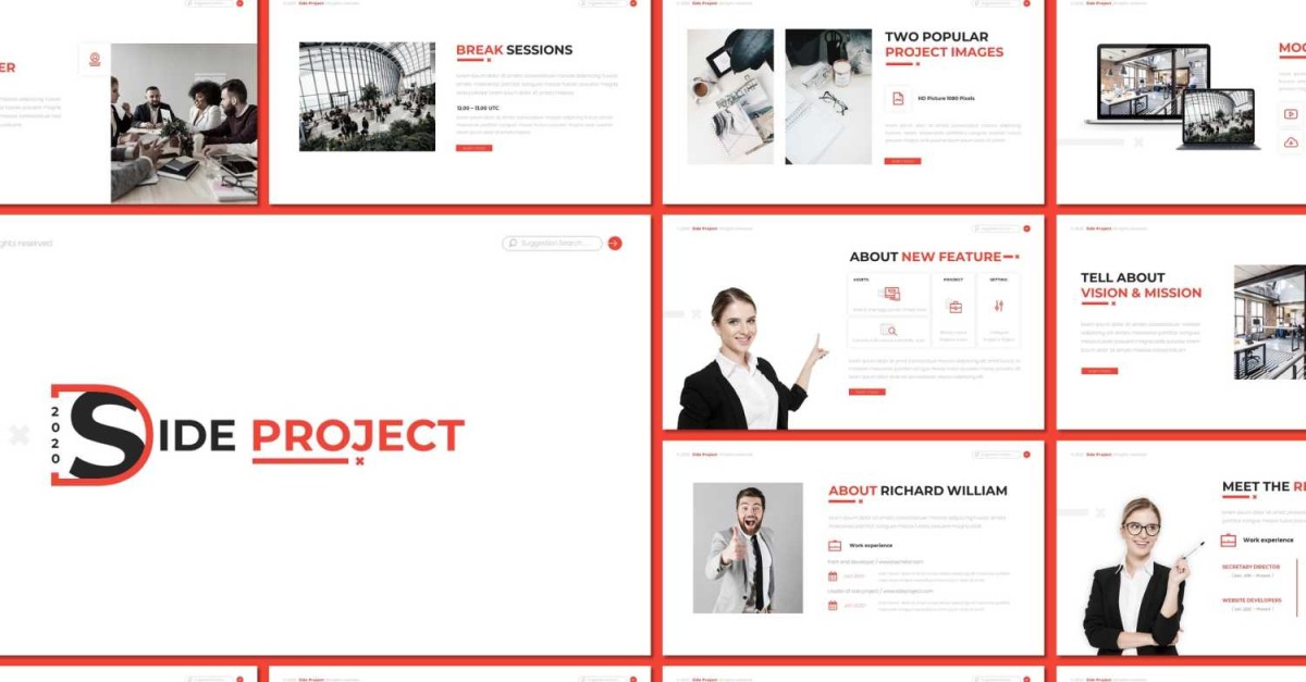 Side Project PowerPoint template #136881 - TemplateMonster