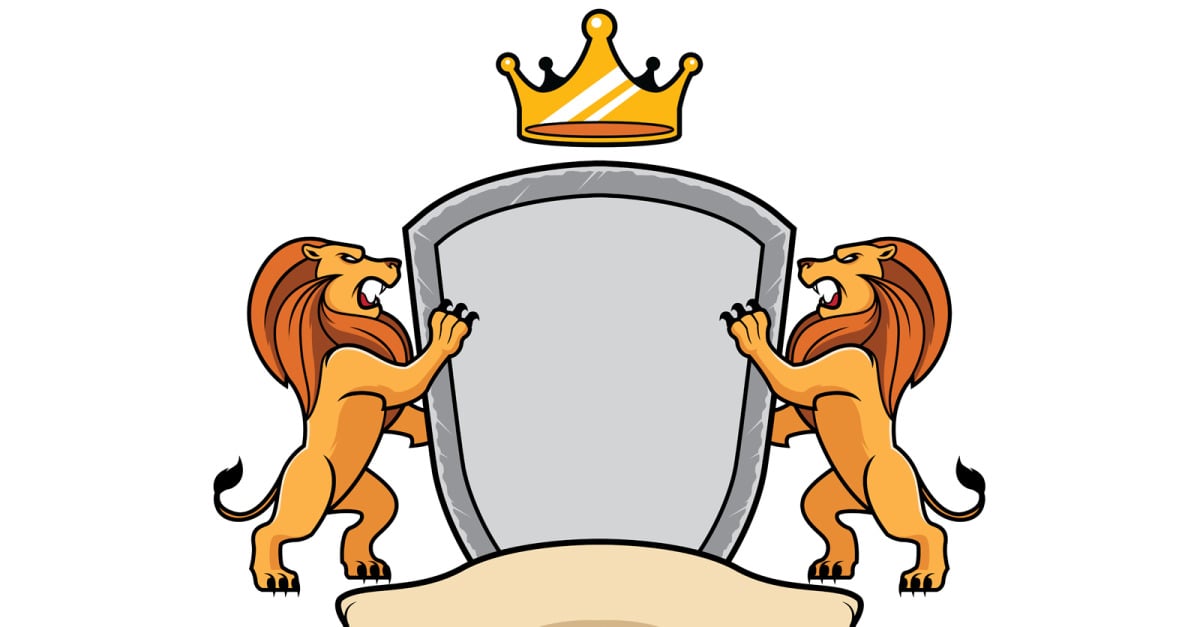 Lions Holding Shield - Illustration #143913 - TemplateMonster