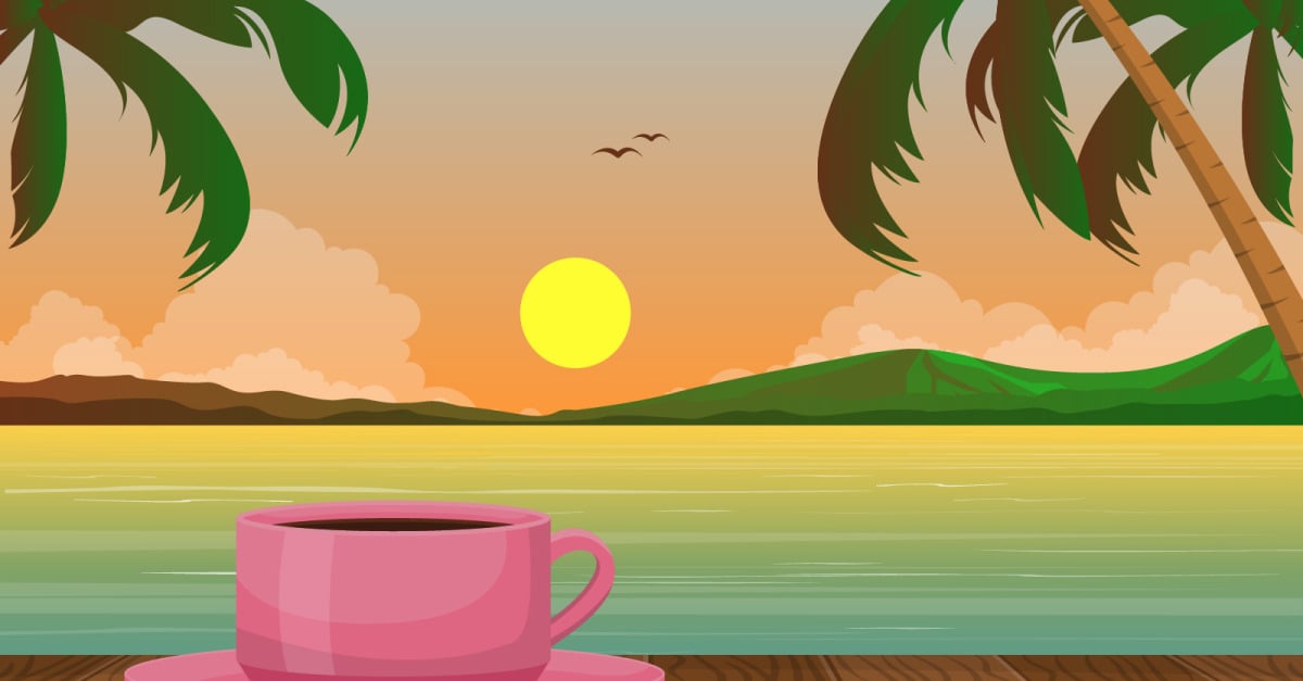 Tropical Beach with Tea - Illustration - TemplateMonster
