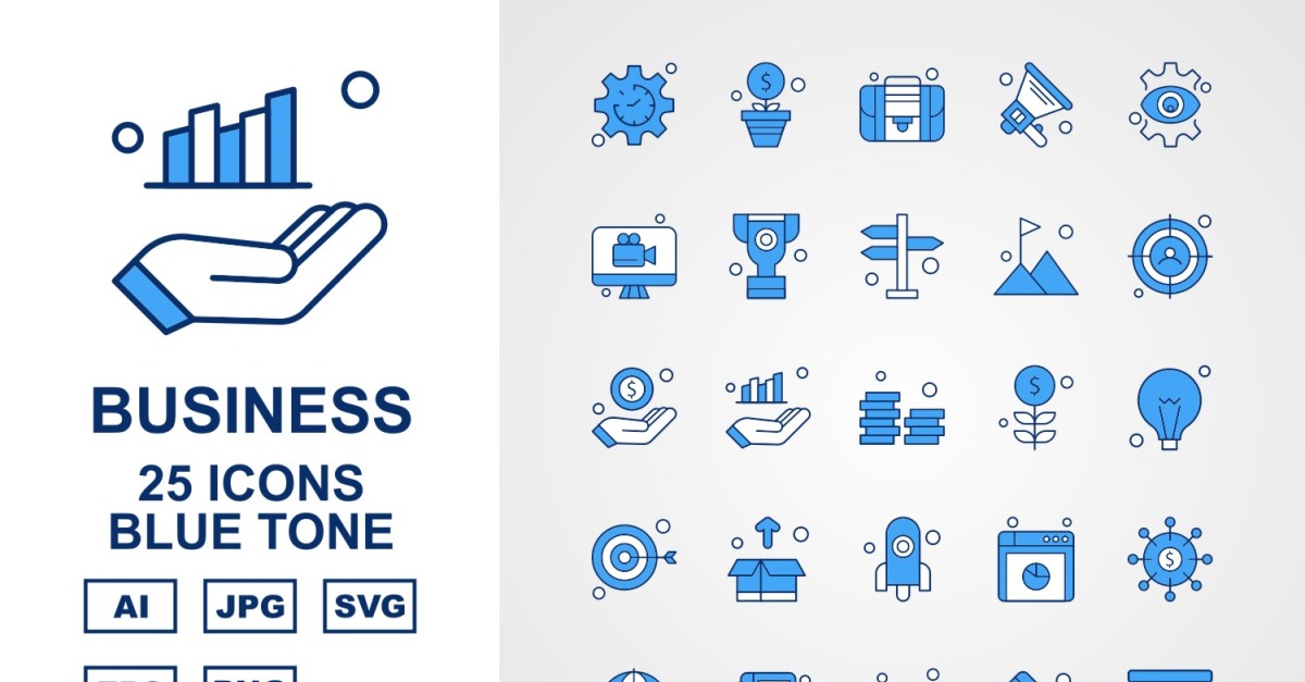 25 Premium Business Blue Tone Icon Set - TemplateMonster
