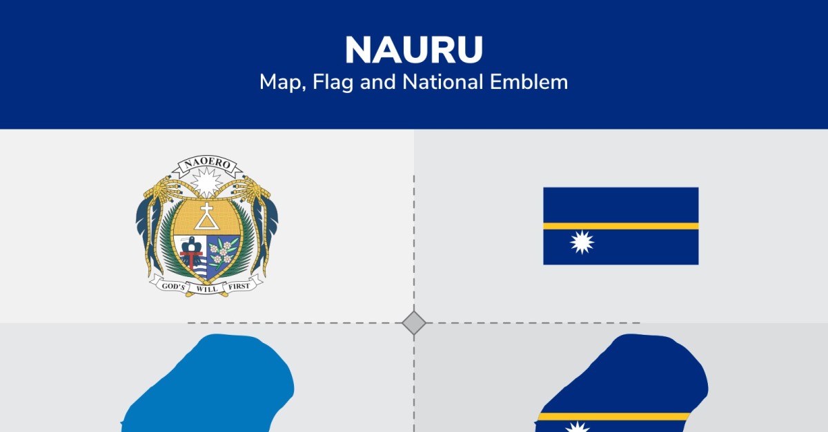 Nauru Map, Flag and National Emblem - Illustration