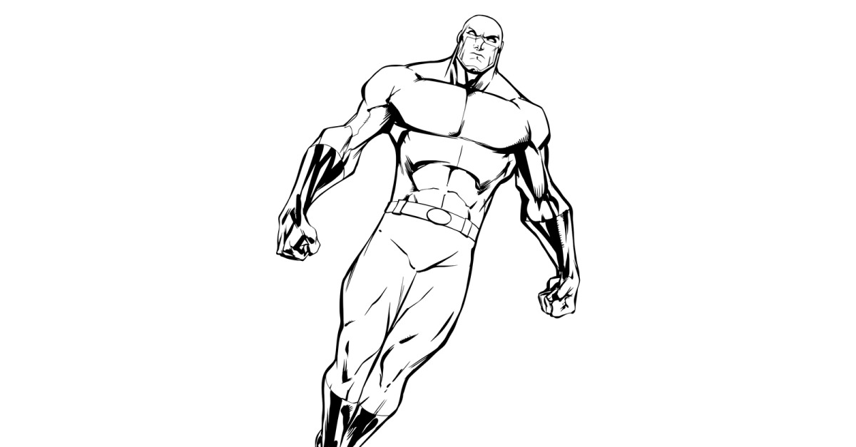 Superhero Flying 7 Line Art - Illustration - TemplateMonster