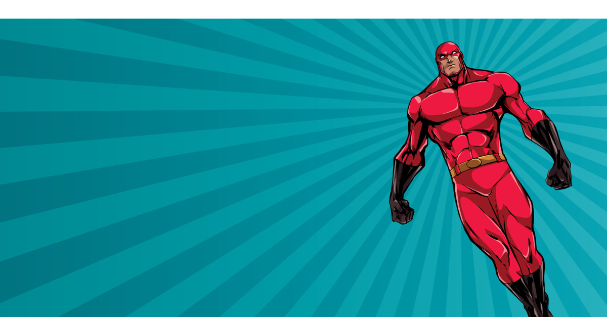 Superhero Flying Ray Light Background - Illustration