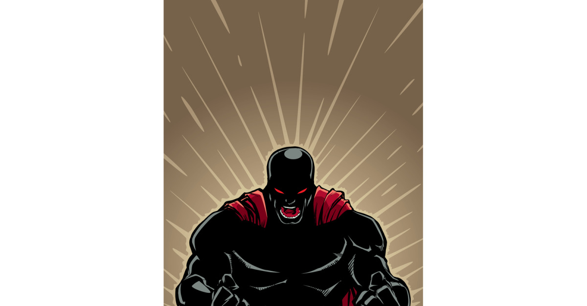 Screaming Superhero Background Silhouette - Illustration