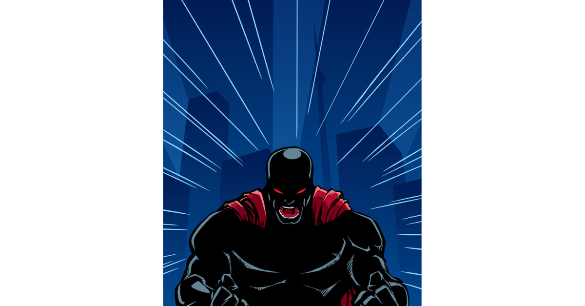 Screaming Superhero Background Silhouette - Illustration