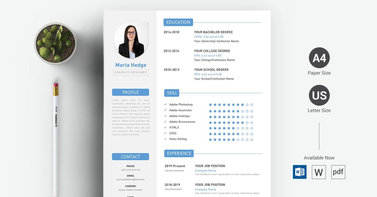 Maria Hedge – CV Resume Template #146023 - TemplateMonster