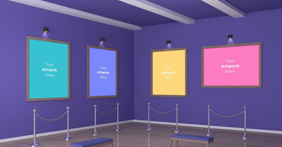 Art Gallery Frames with Spot Lights product mockup