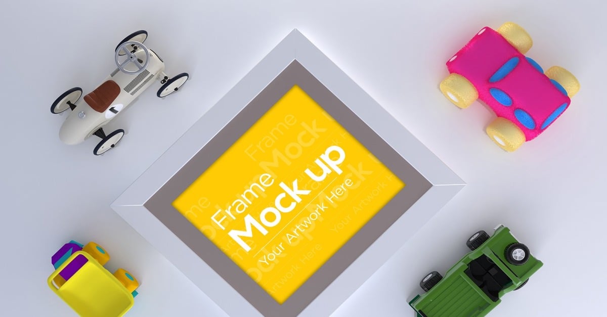Kids Frame Flat Lay Design with Toys product mockup