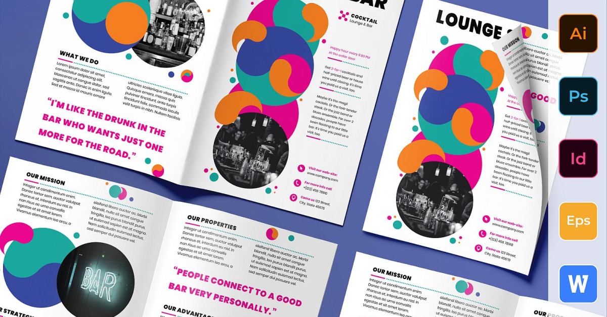 Lounge Bar Brochure Bifold - Corporate Identity Template
