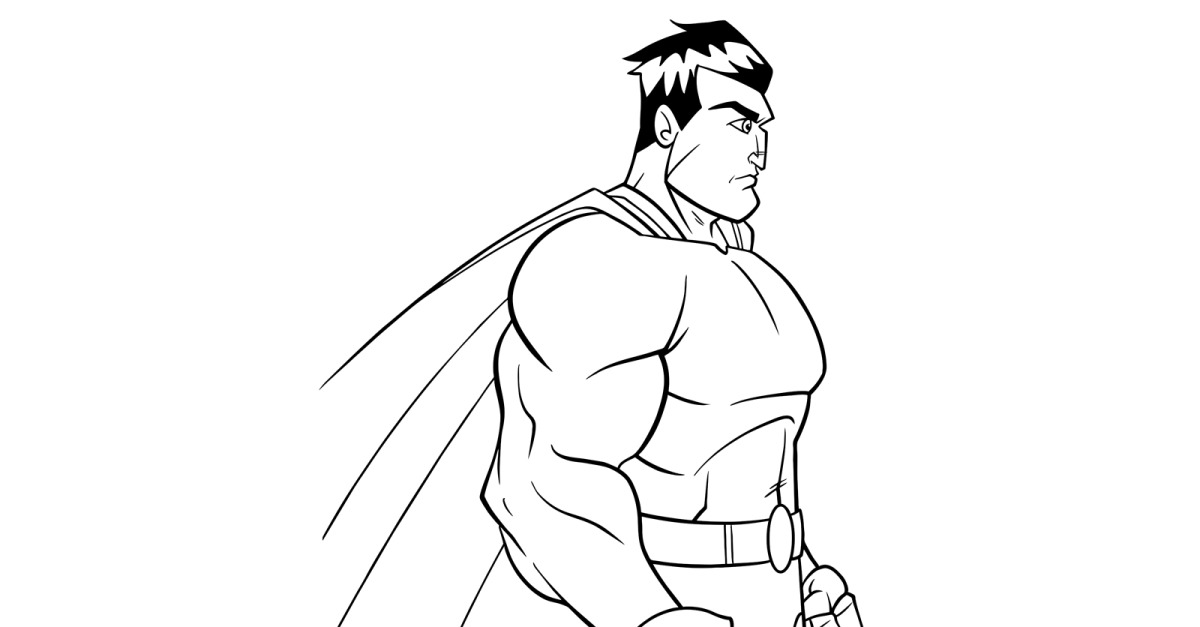 Superhero Side Profile Line Art - Illustration