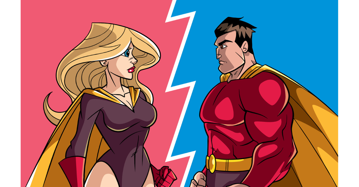 Hero versus Heroine - Illustration #146992 - TemplateMonster