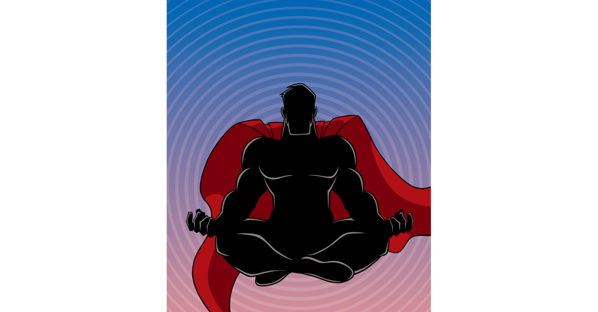 Superhero Meditating Background Silhouette - Illustration