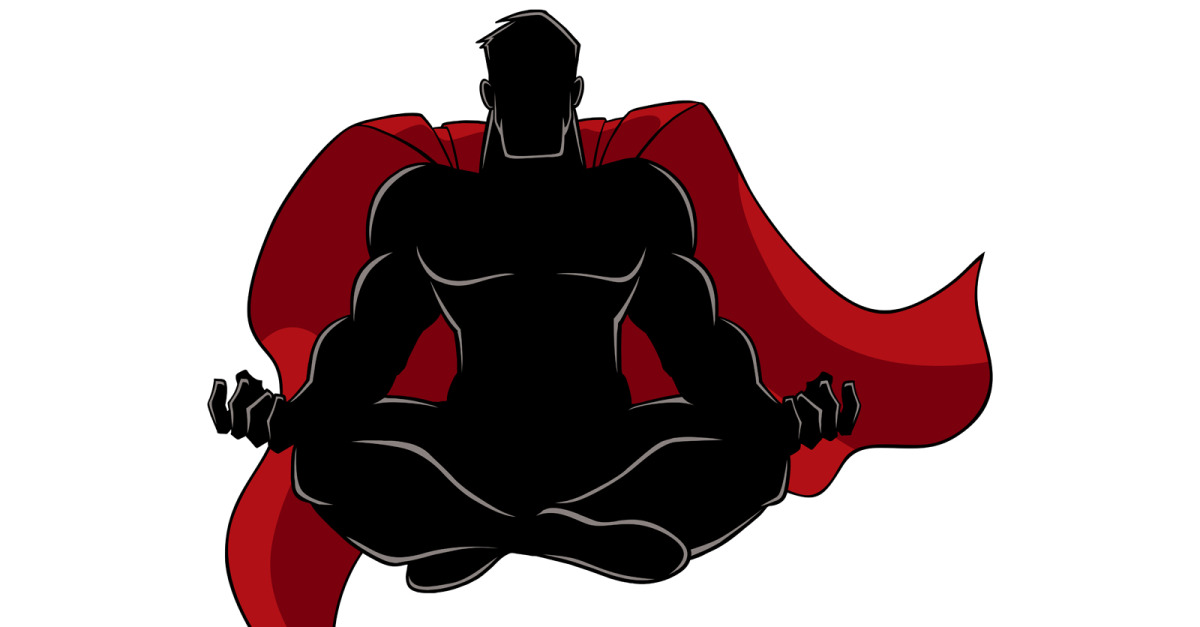 Superhero Meditating Silhouette - Illustration
