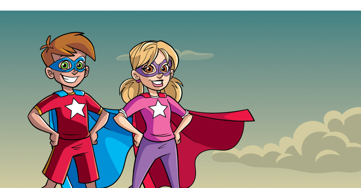 Little Super Kids Sky Background - Illustration
