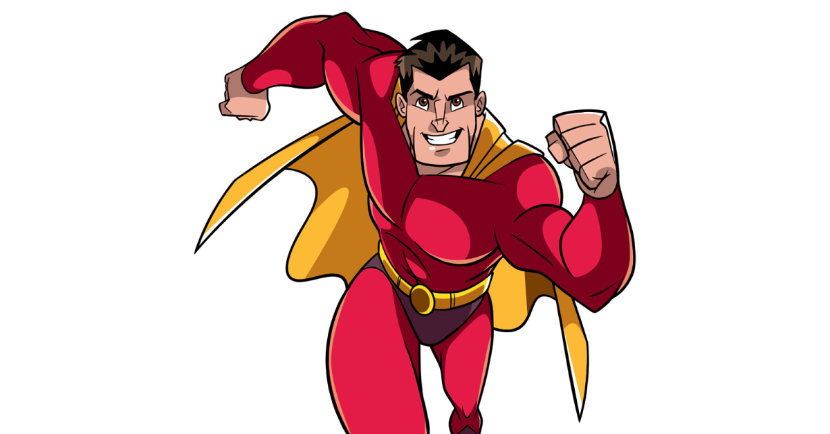 Superhero Running Frontal View - Illustration