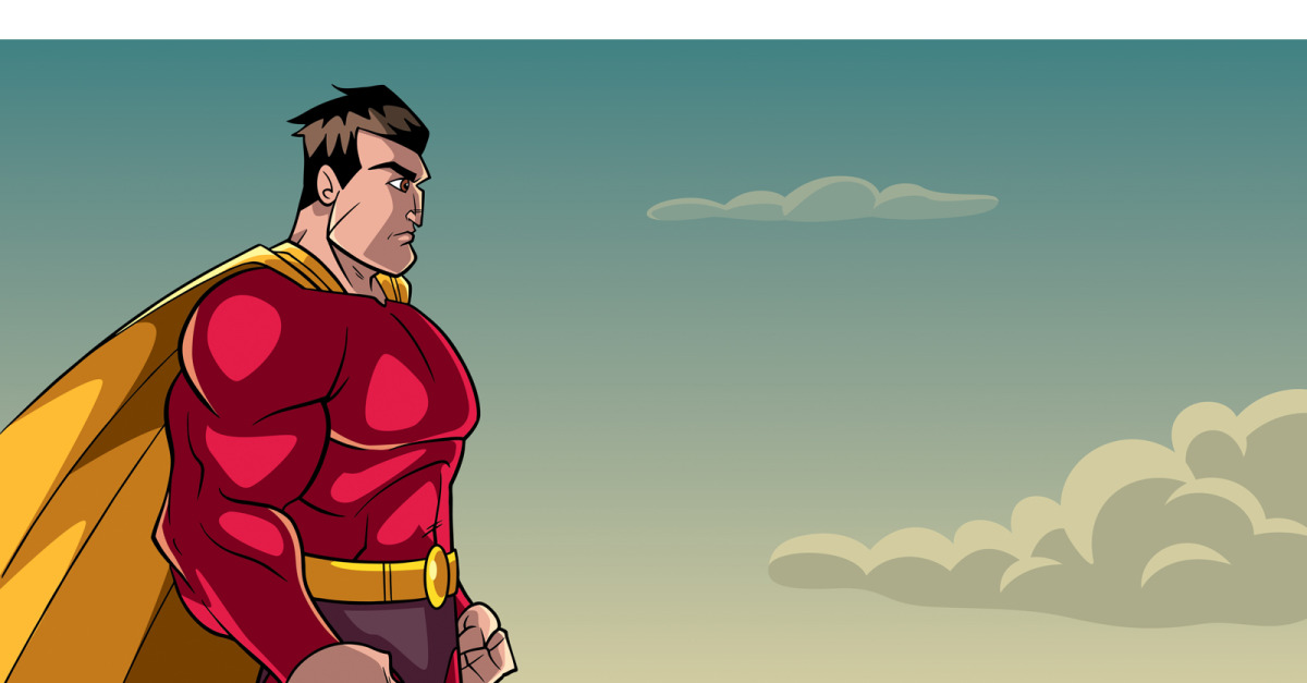 Superhero Side Profile Sky Background - Illustration