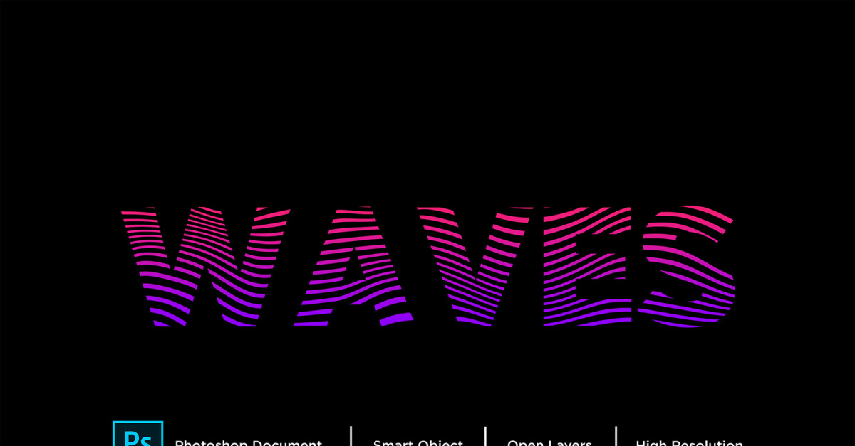 Waves Text Effect Design Photoshop Layer Style Effect - Illustration