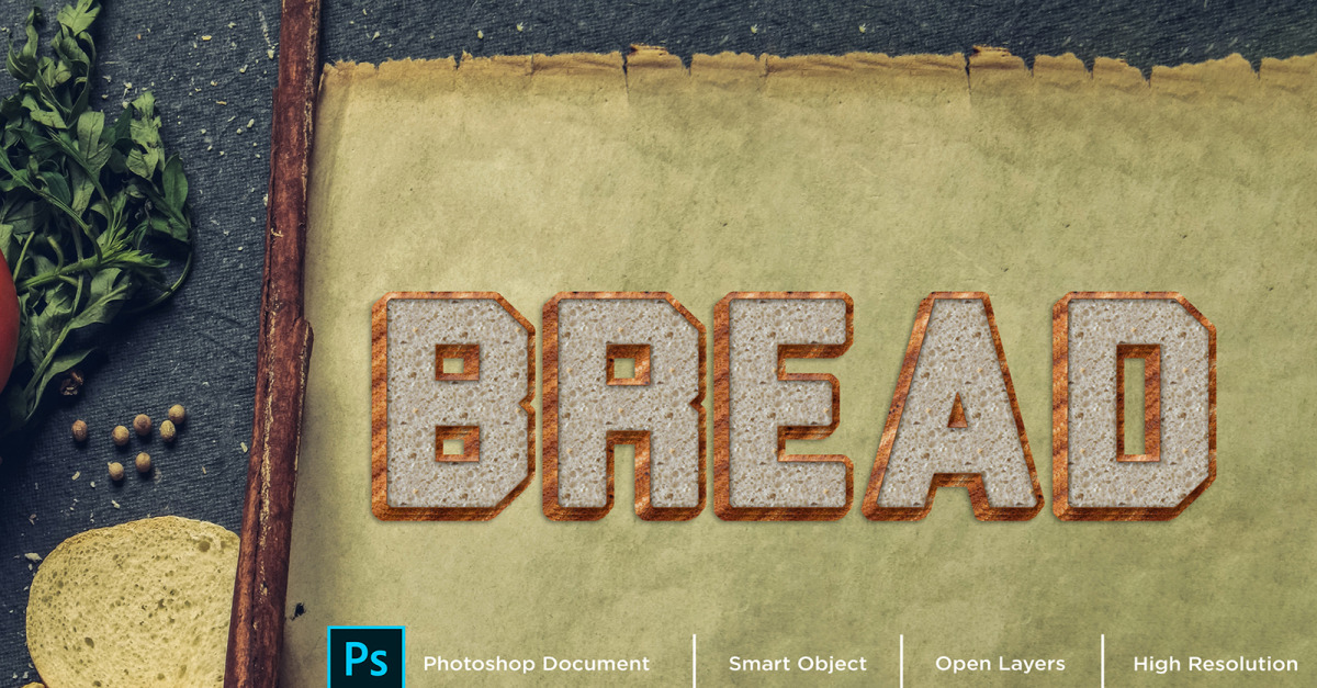 Bread Text Effect Design Photoshop Layer Style Effect - Illustration