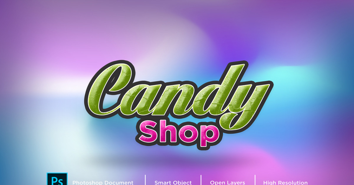 Candy Shop Text Effect Design Photoshop Layer Style Effect - Illustration