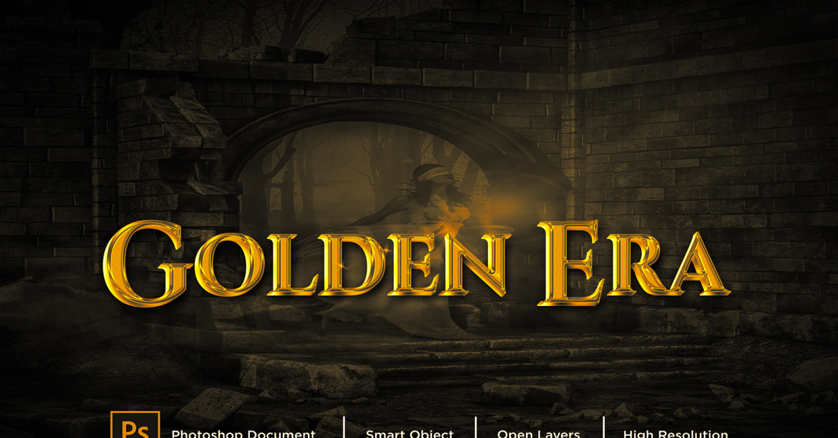 Golden Era Text Effect Design Photoshop Layer Style Effect - Illustration