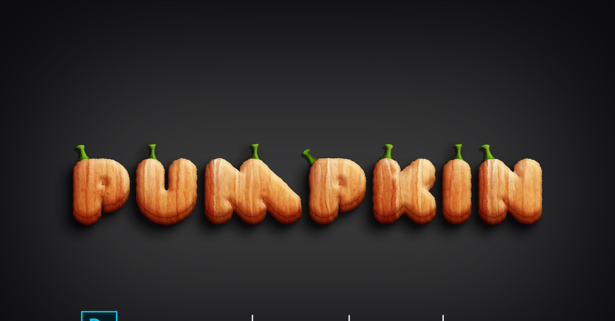 Pumpkin Text Effect Design Photoshop Layer Style Effect - Illustration