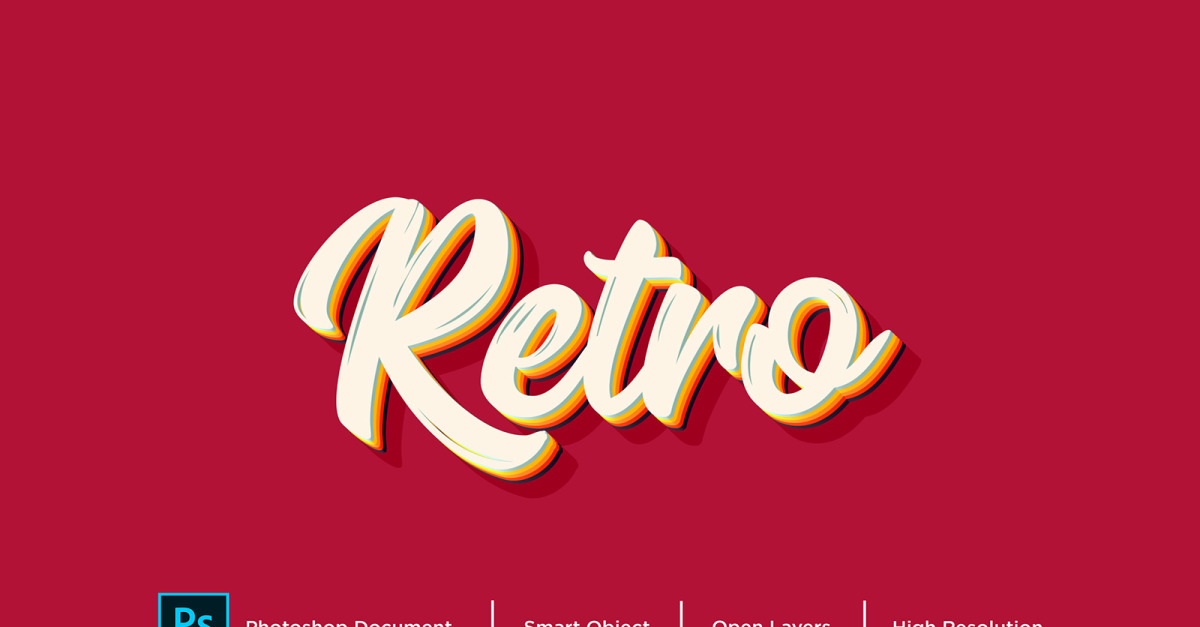 Retro Text Effect Design Photoshop Layer Style Effect - Illustration