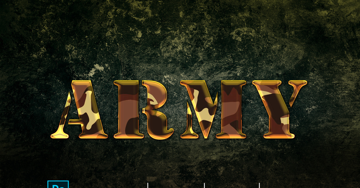 Army Text Effect Design Photoshop Layer Style Effect - Illustration