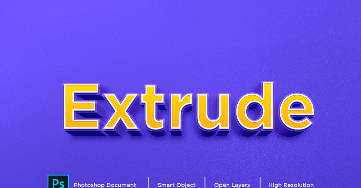 Extrude Text Effect Design Photoshop Layer Style Effect - Illustration