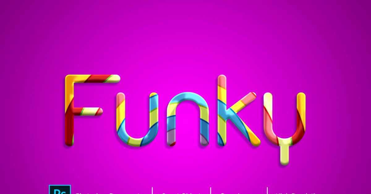 Funky Text Effect Design Photoshop Layer Style Effect - Illustration