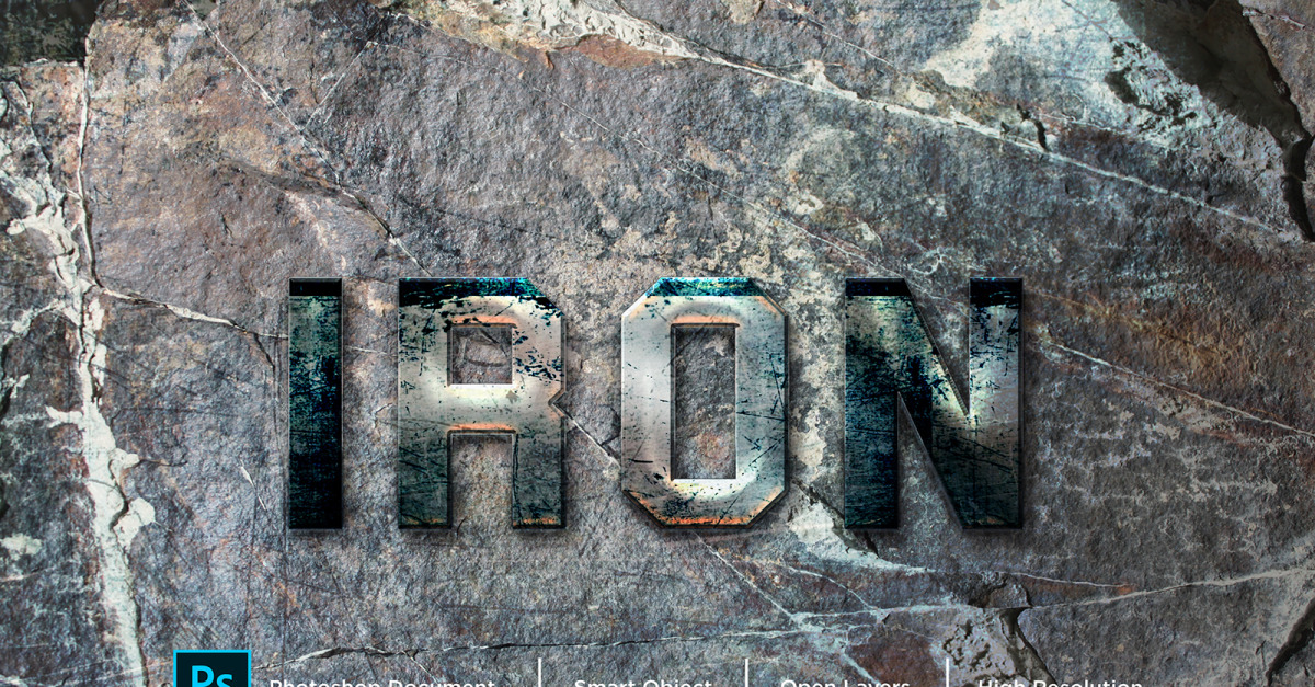 Iron Text Effect Design Photoshop Layer Style Effect - Illustration