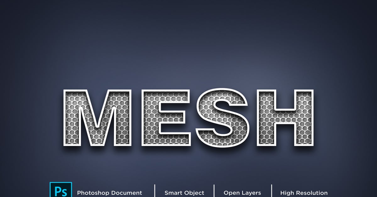 Mesh Text Effect Design Photoshop Layer Style Effect - Illustration