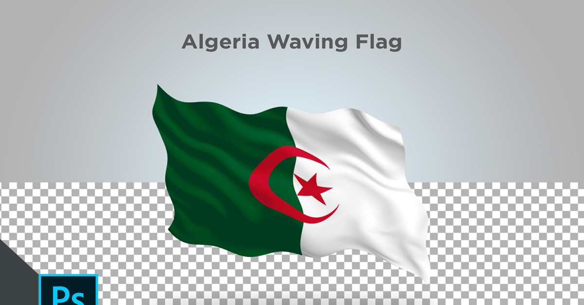 Развевающийся флаг Алжира - Иллюстрация - TemplateMonster