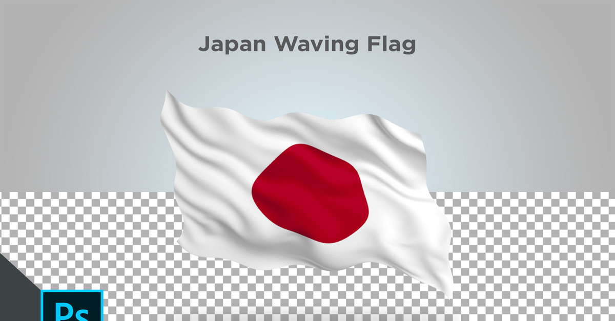 Japan Waving Flag - Illustration #147577 - TemplateMonster