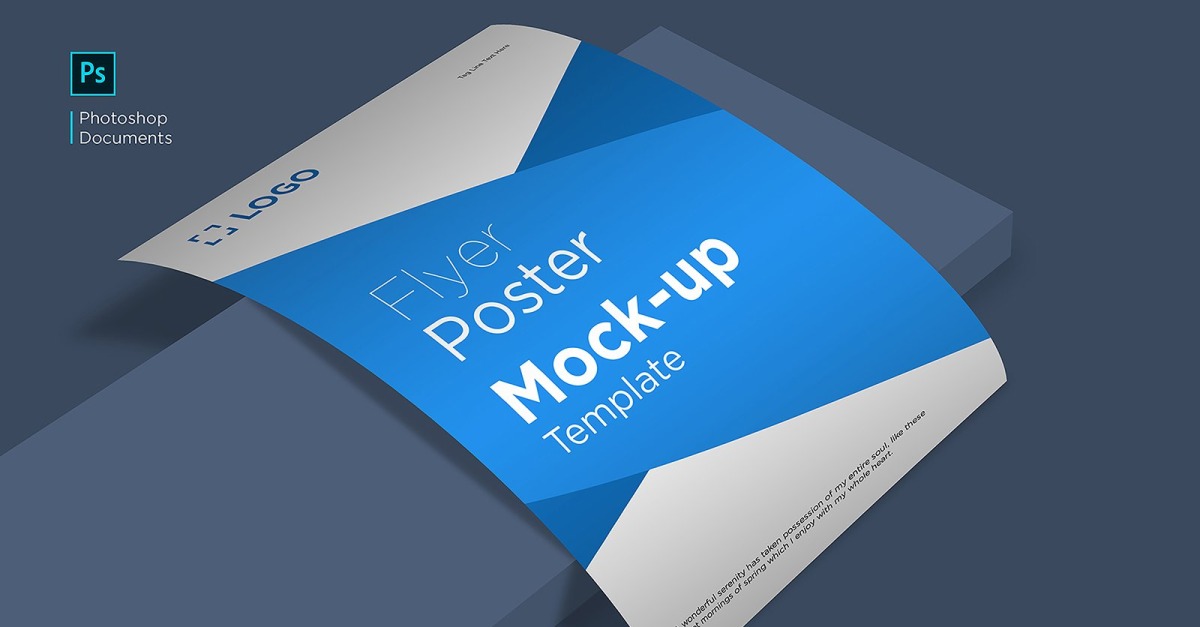 Flyer fallen on slab mockup design template product mockup