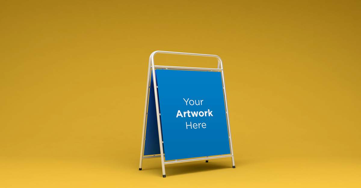 A Stand Advertising Board yellow background product mockup