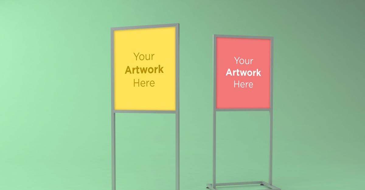 Double pole two display Stand Advertising Board product mockup