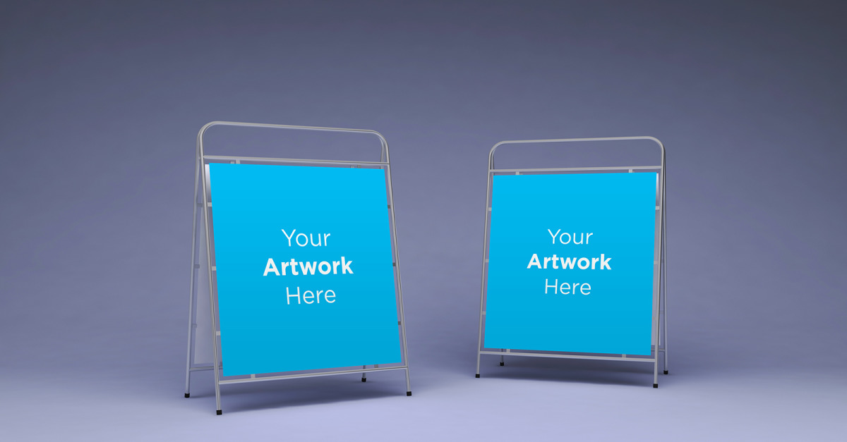 Modern Metallic notice board stand mockup product mockup